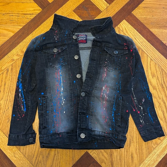 Jackets & Coats | G5115 Authentic Denim Jacket With Paint Splatter ...